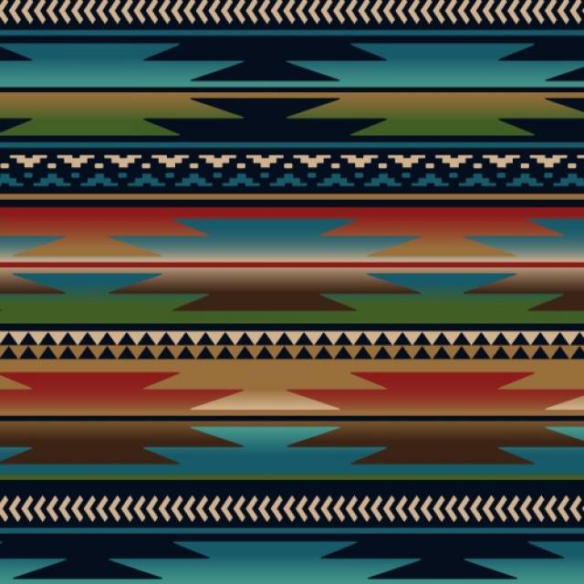 Sunset Stripes Blue Native American Fleece Fabric Fabric By The Yard